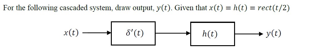 Solved For the following cascaded system, draw output, y(t). | Chegg.com