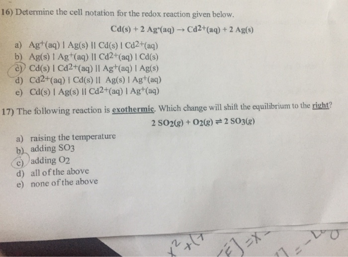 Solved Determine the cell notation for the redox reaction | Chegg.com