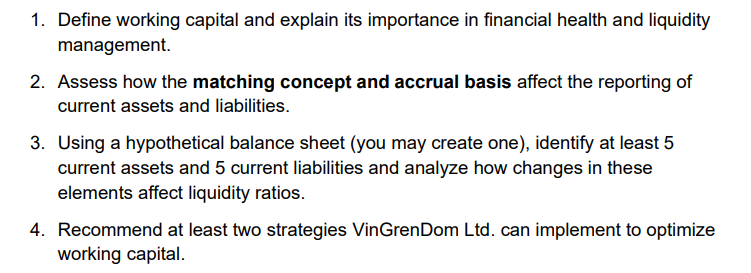 Solved 1. ﻿Define working capital and explain its importance | Chegg.com