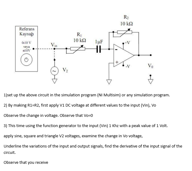 Solved 1)set up the above circuit in the simulation program | Chegg.com