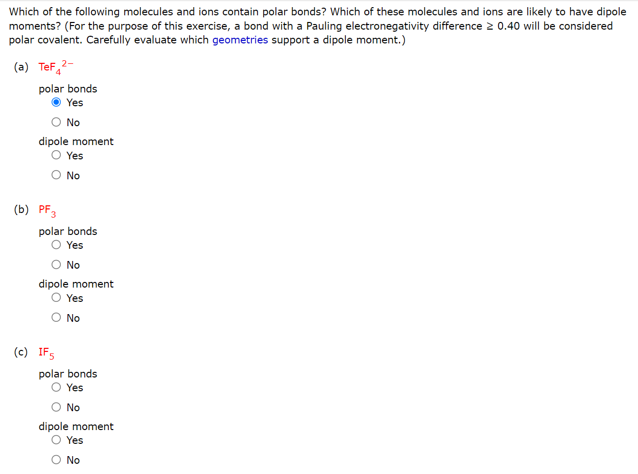 Solved Which of the following molecules and ions contain | Chegg.com