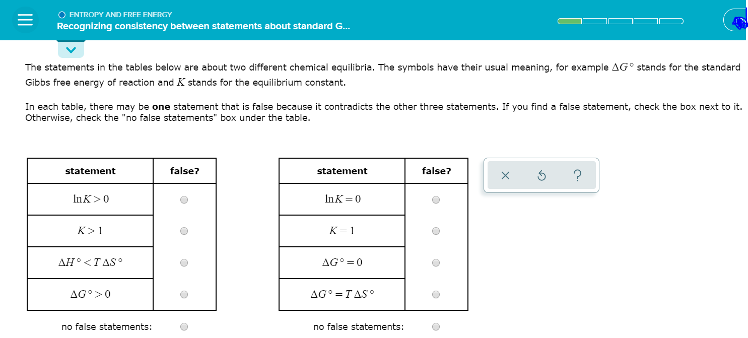 Solved = O ENTROPY AND FREE ENERGY Recognizing consistency | Chegg.com