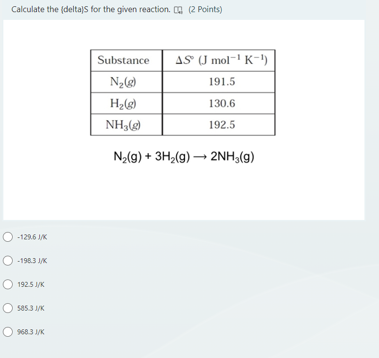 Solved Calculate the \{delta\}S for the given reaction. 4 | Chegg.com
