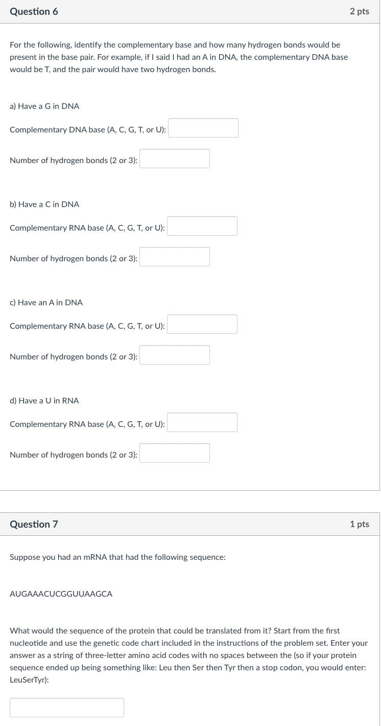 Solved For the following, identify the complementary base | Chegg.com