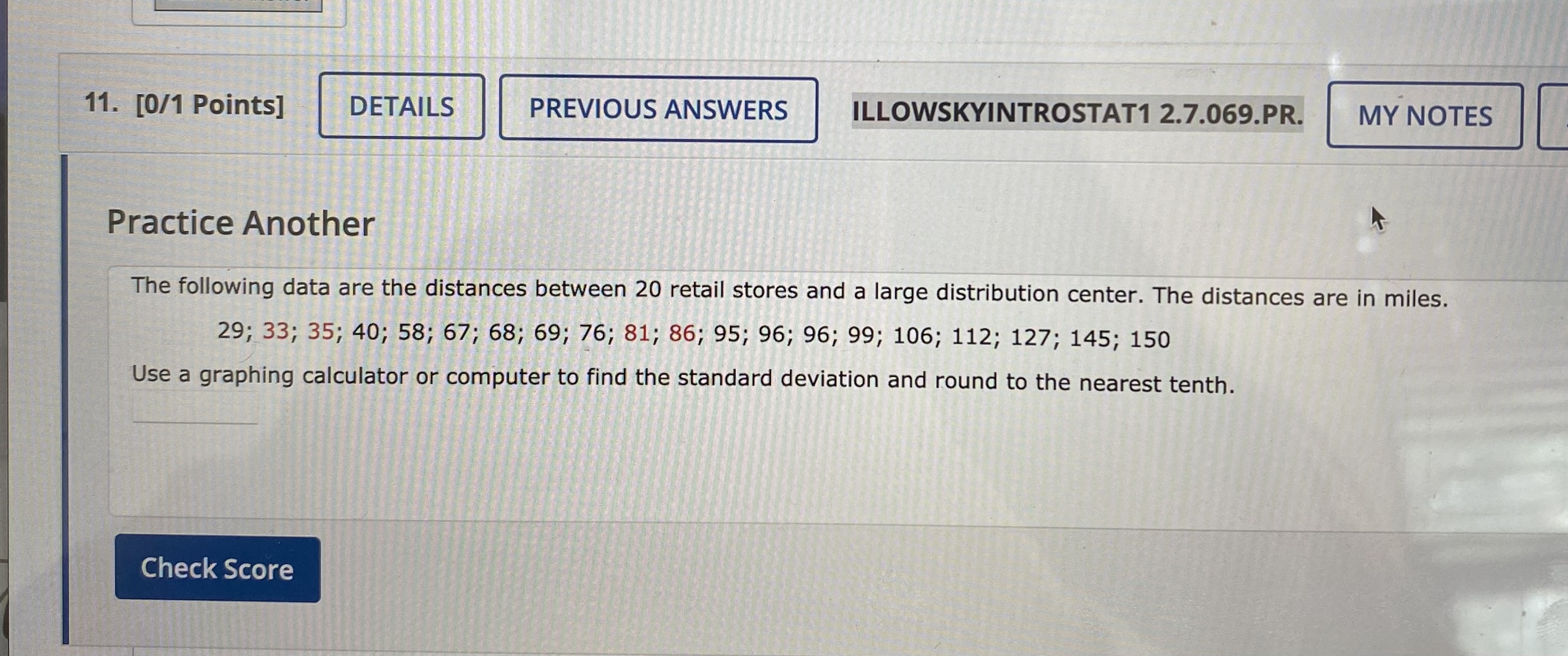 Solved Practice Another The following data are the distances | Chegg.com
