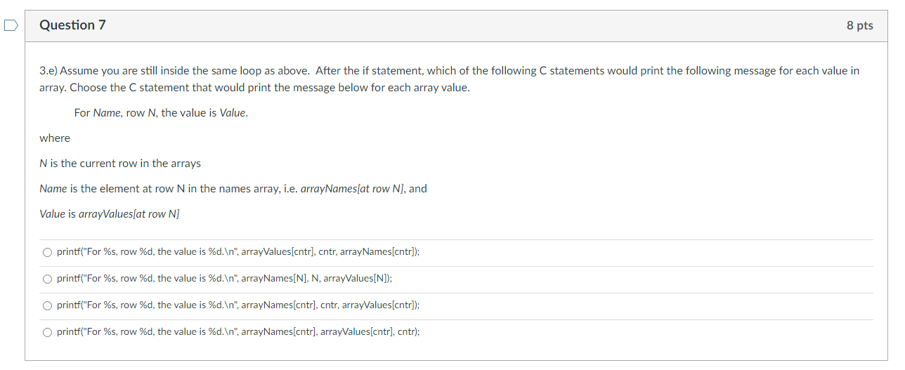 Solved u 3) Given the declarations below, answer the | Chegg.com