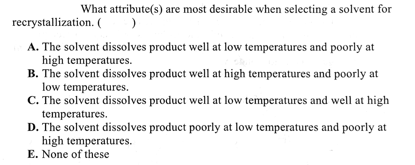 Solved What attribute(s) ﻿are most desirable when selecting | Chegg.com