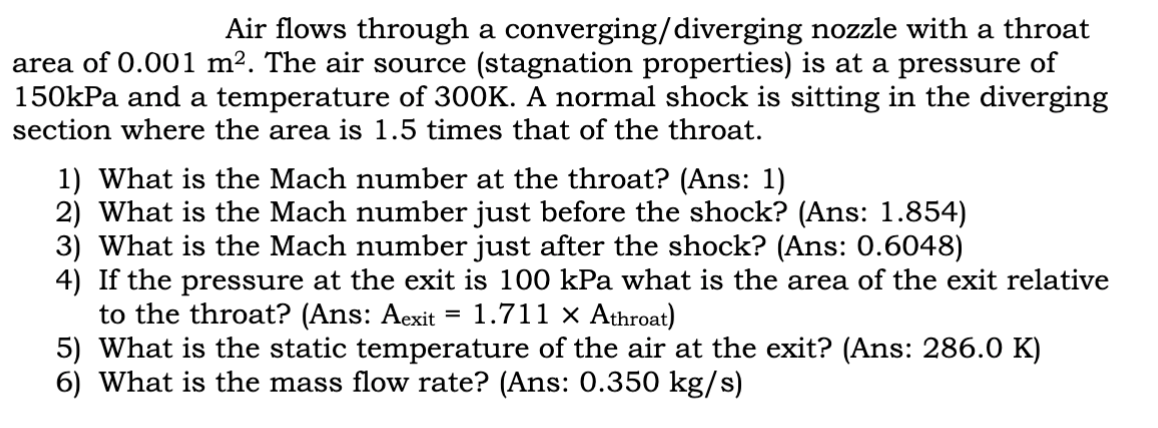 Solved Air flows through a converging/diverging nozzle with | Chegg.com
