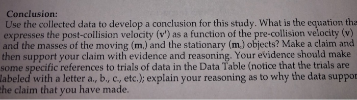 Solved Conclusion: Use the collected data to develop a | Chegg.com