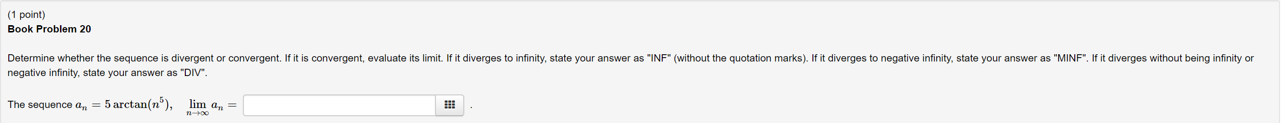 Solved (1 point) Book Problem 20 Determine whether the | Chegg.com