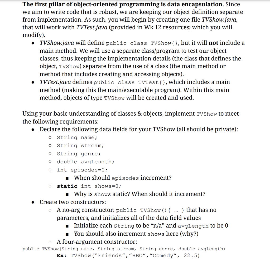 Solved The first pillar of object-oriented programming is | Chegg.com
