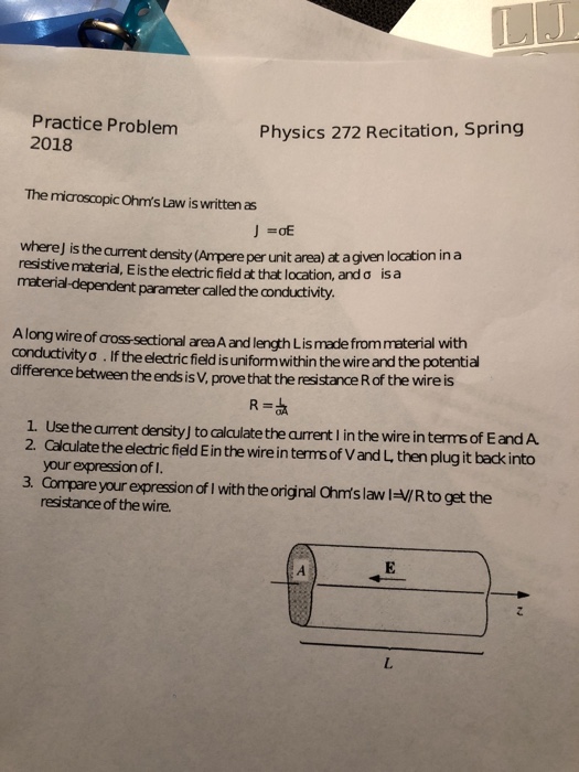 Solved Practice Problem 2018 Physics 272 Recitation, Spring | Chegg.com