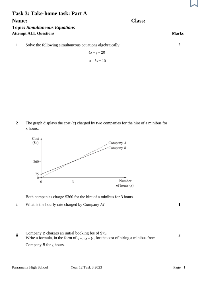 Solved Task 3 Take Home Task Part A Name Class Topic