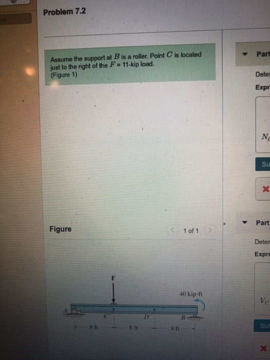 Solved Problem 7.2 Part Assume the support at B is a roller. | Chegg.com Solved Problem 7.2 Part Assume the support at B is a roller. | Chegg.com