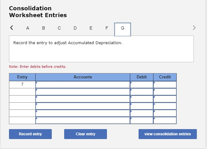 Consolidation Worksheet Entries