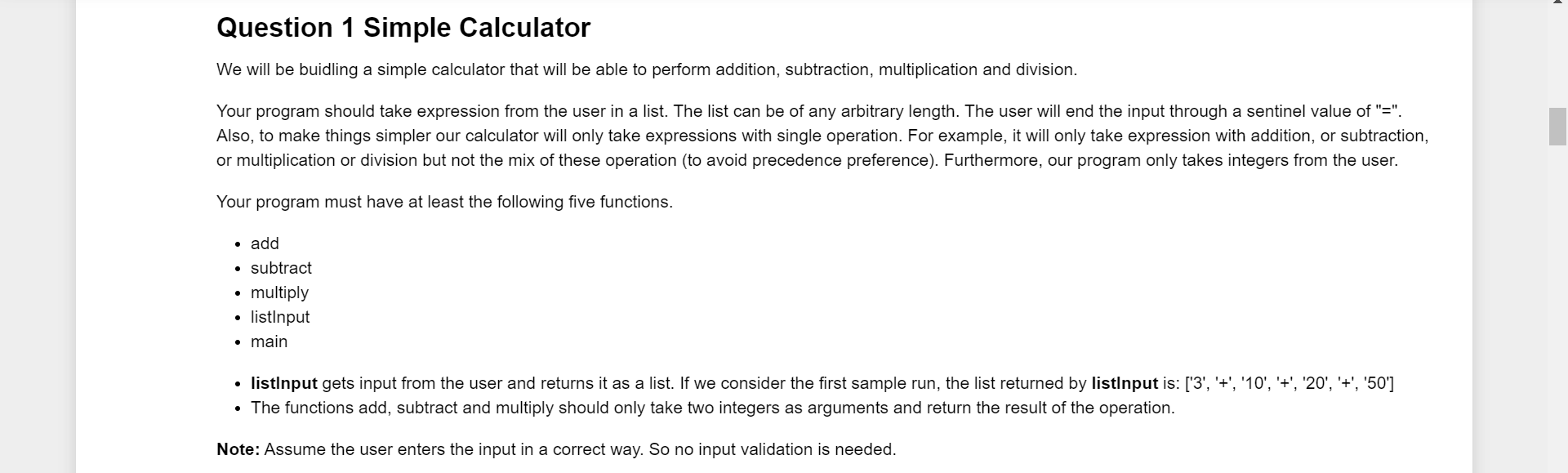 Solved Question 1 Simple Calculator We will be buidling a | Chegg.com