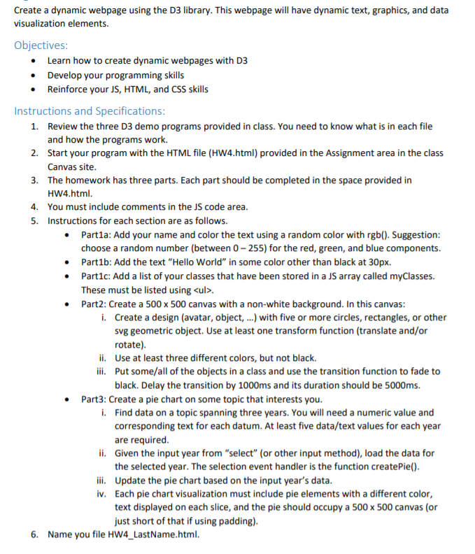 Create a dynamic webpage using the D3 library. This | Chegg.com
