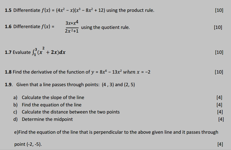 Solved 1.5 Differentiate f(x)=(4x2−x)(x3−8x2+12) using the | Chegg.com