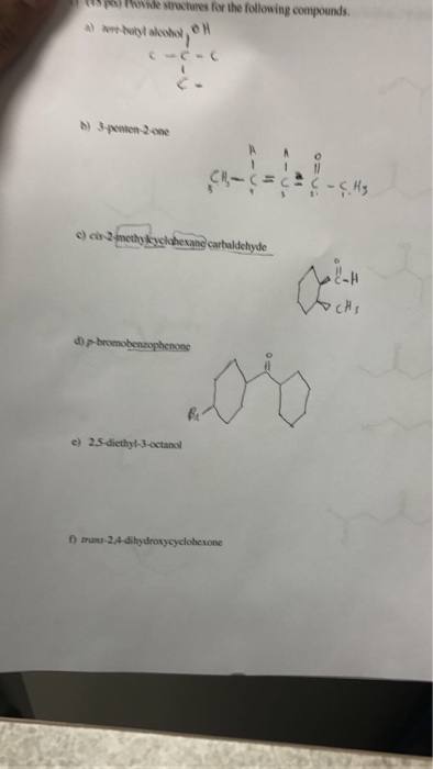 Solved Provide structures for the following compounds. a) | Chegg.com