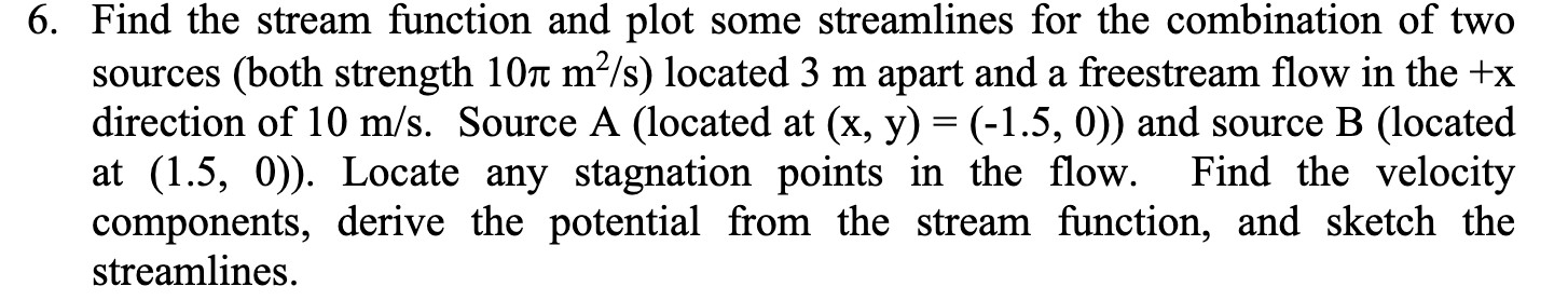 Find the stream function and plot some streamlines | Chegg.com