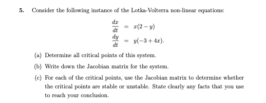 Solved Consider the following instance of the Lotka-Volterra | Chegg.com