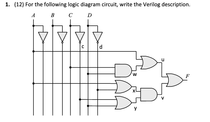 Solved 1. (12) For the following logic diagram circuit, | Chegg.com