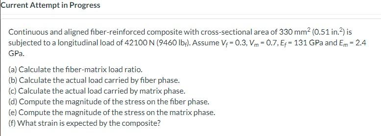 Solved Continuous and aligned fiber-reinforced composite | Chegg.com