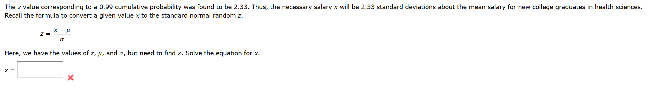 Solved Recall the formula to convert a given value x to the | Chegg.com