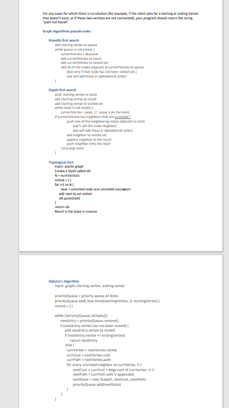 Outcomes: Create solutions to these graph algorithms: | Chegg.com