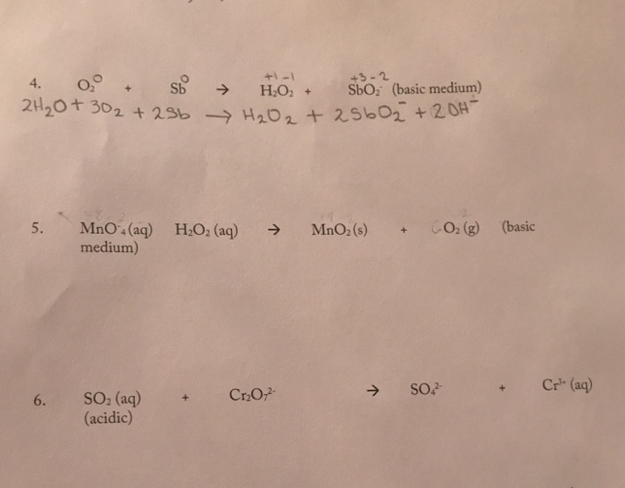 Solved +3-2 2 (basic medium 5. Mno.(aq) medium) H2O2 (aq) ? | Chegg.com