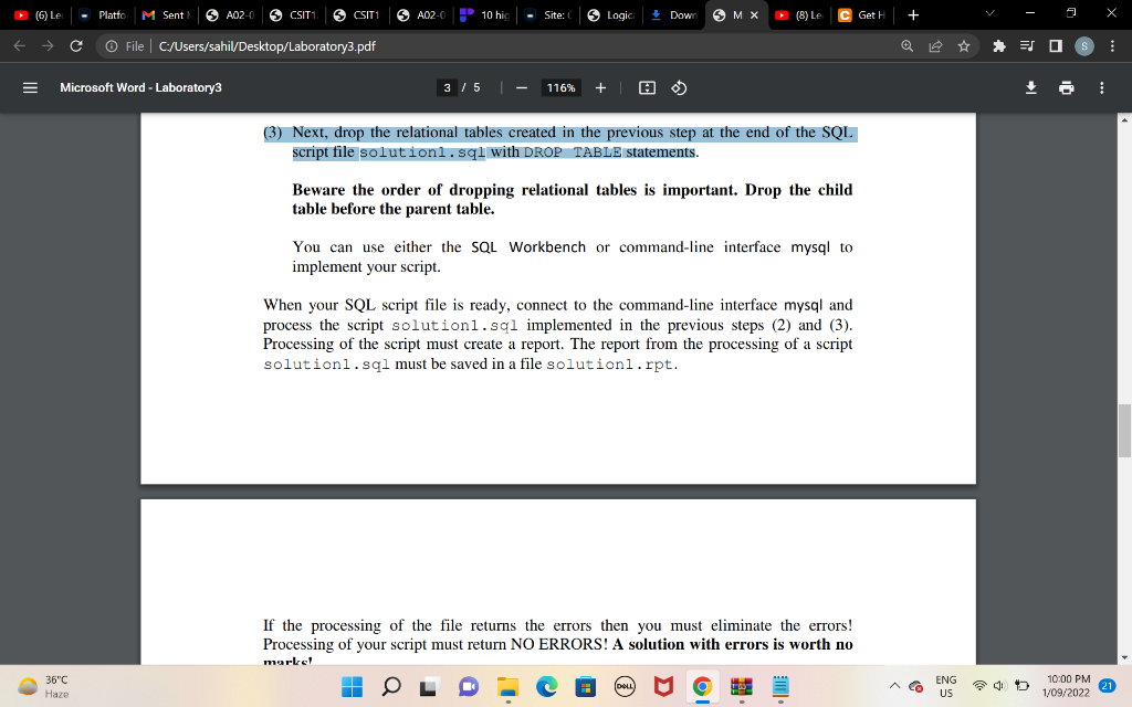1) Perform a step of logical database design and | Chegg.com