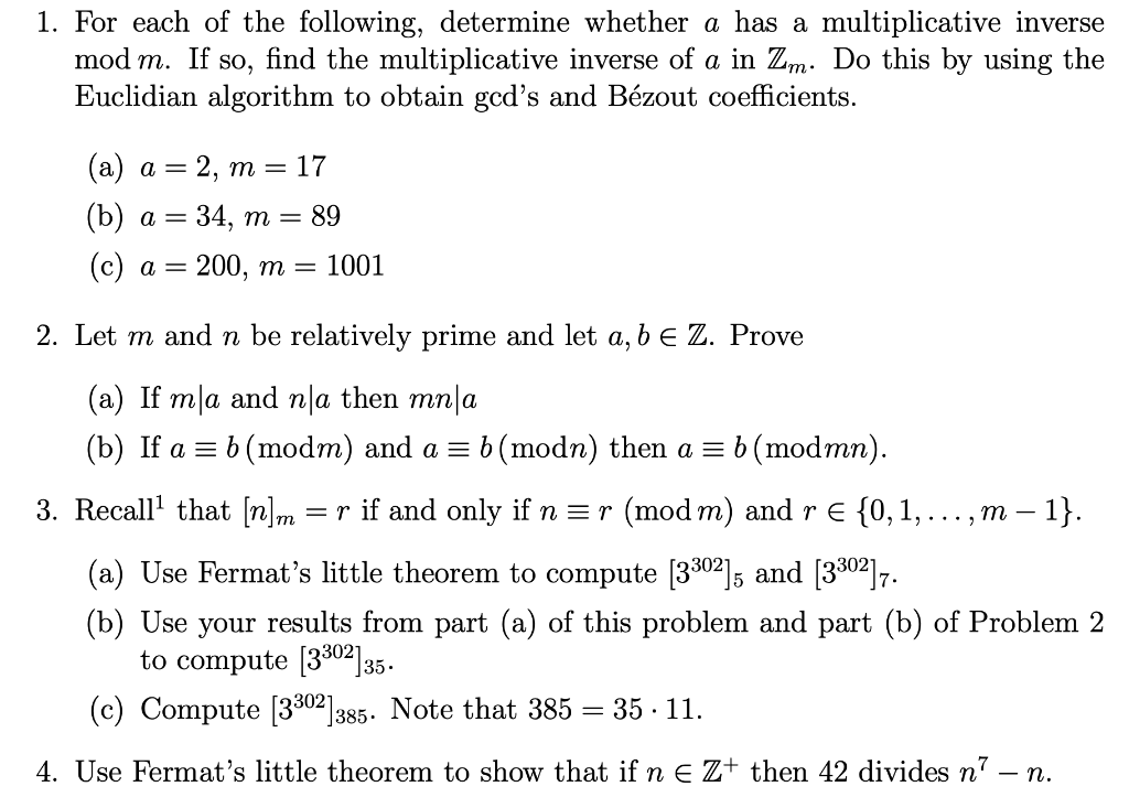 Solved 1. For each of the following, determine whether a has | Chegg.com