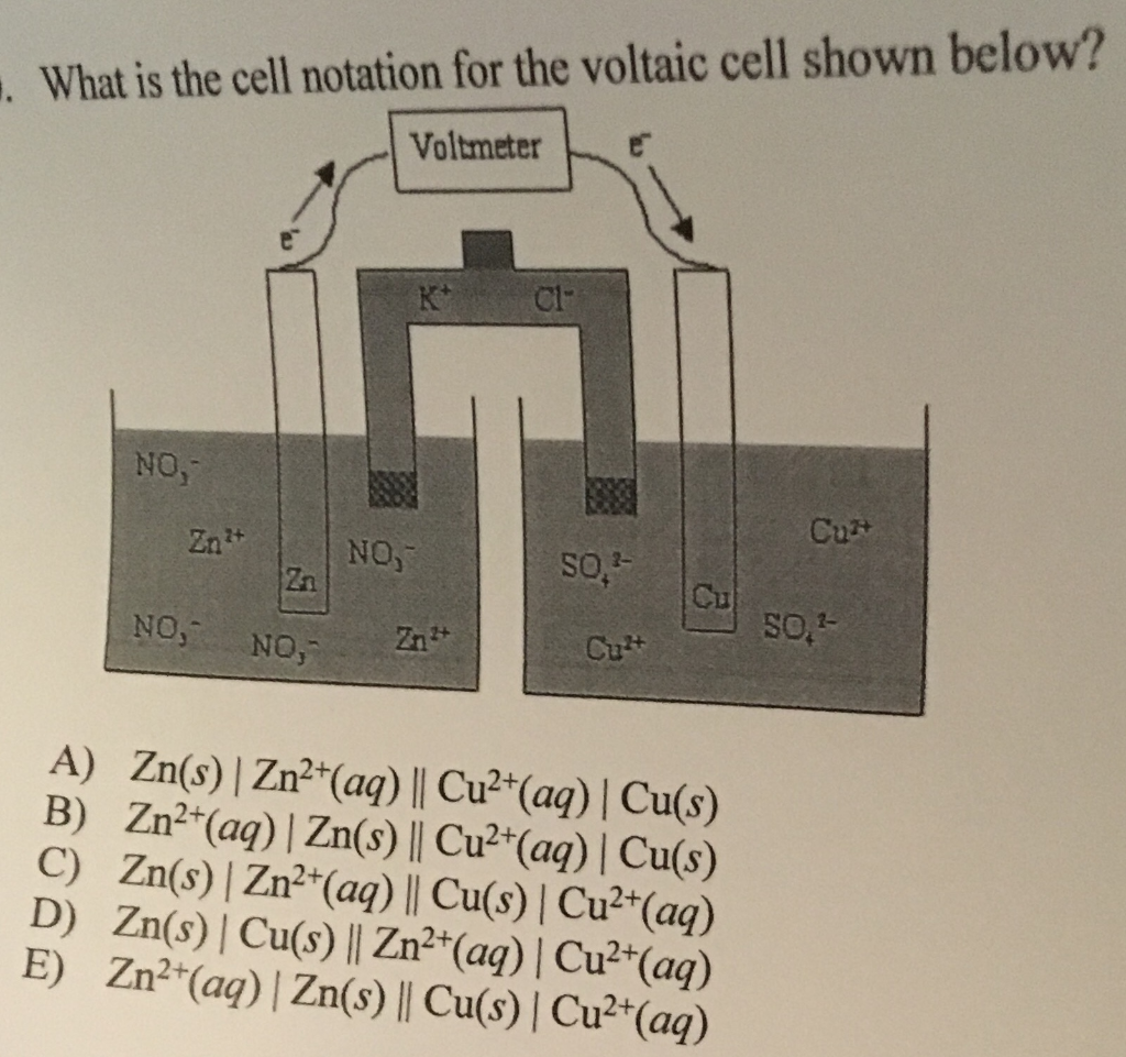 Solved What is the cell notation for the voltaic cell shown | Chegg.com