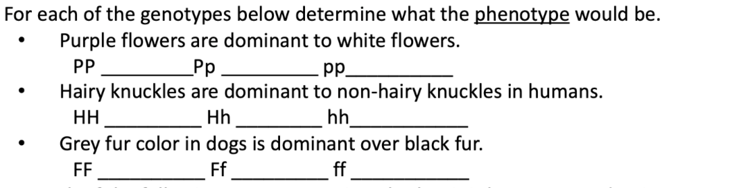 Solved by an EXPERT For each of the genotypes below determine what the | Chegg.com
