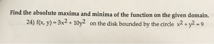Solved Find the absolute maxima and minima of the function | Chegg.com
