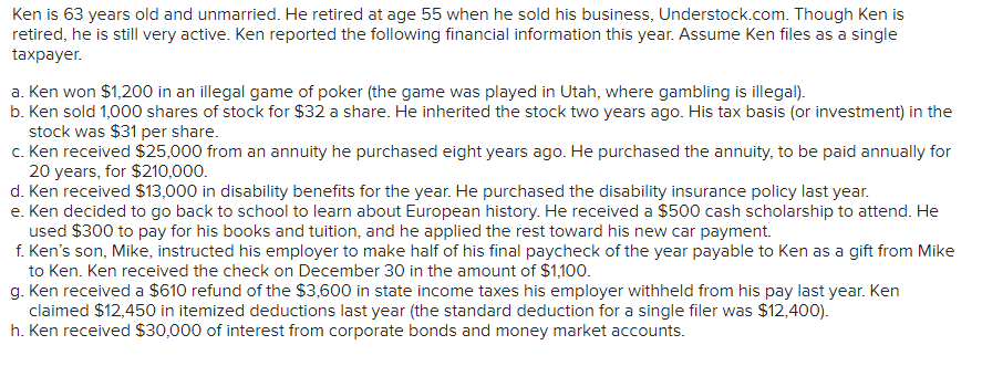 Solved Complete page 1 of Form 1040 (through line 9) for | Chegg.com