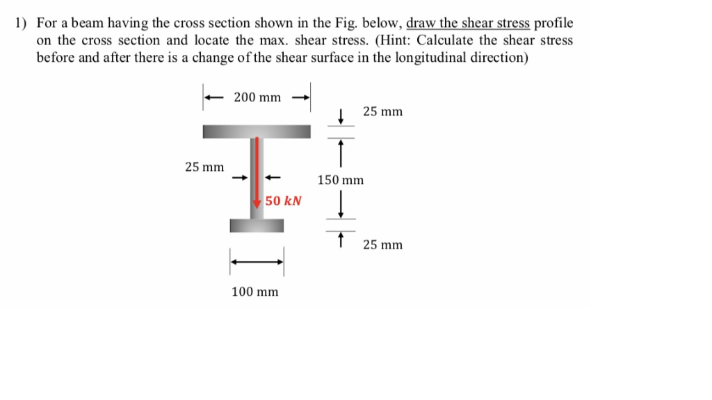 Solved 1) For a beam having the cross section shown in the | Chegg.com