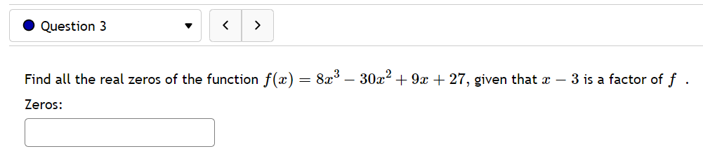 Solved Find all the real zeros of the function | Chegg.com
