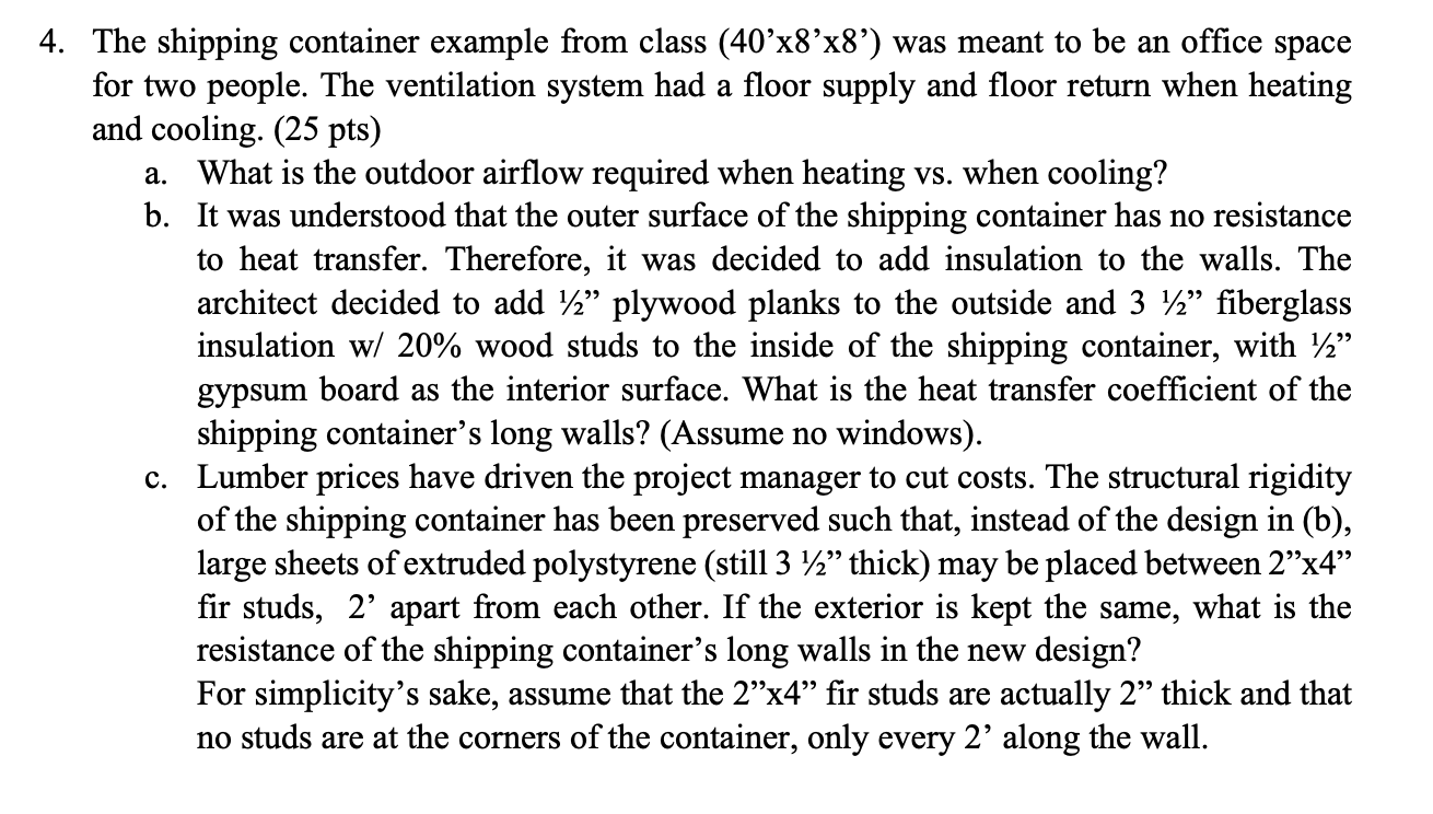 4. The shipping container example from class | Chegg.com