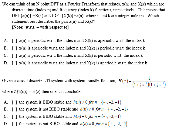Solved We can think of an N point DFT as a Fourier Transform | Chegg.com