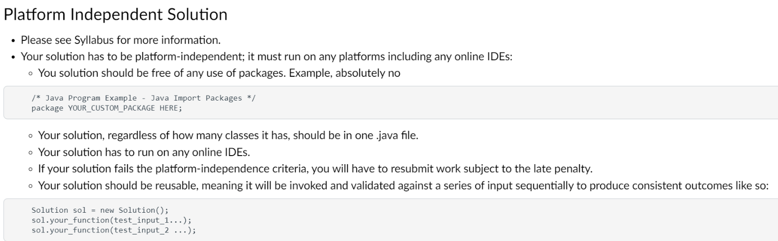 Solved Platform Independent Solution - Please see Syllabus | Chegg.com