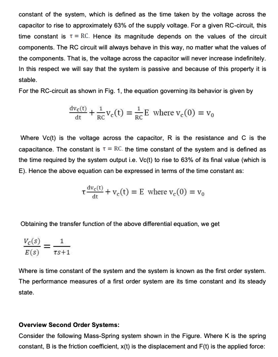 Solved Experiment 3 Performance of First order and second | Chegg.com