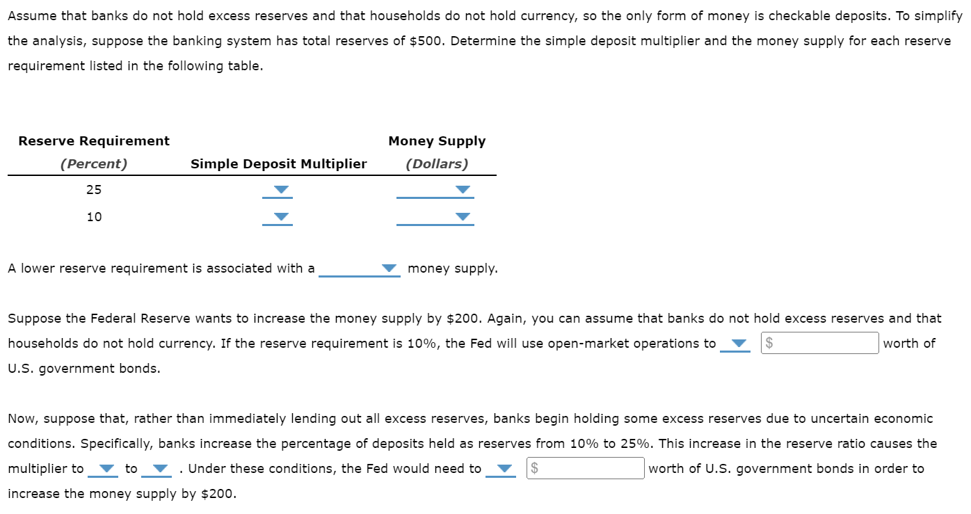 Solved Assume that banks do not hold excess reserves and | Chegg.com