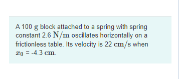 Solved A 100 g block attached to a spring with spring | Chegg.com