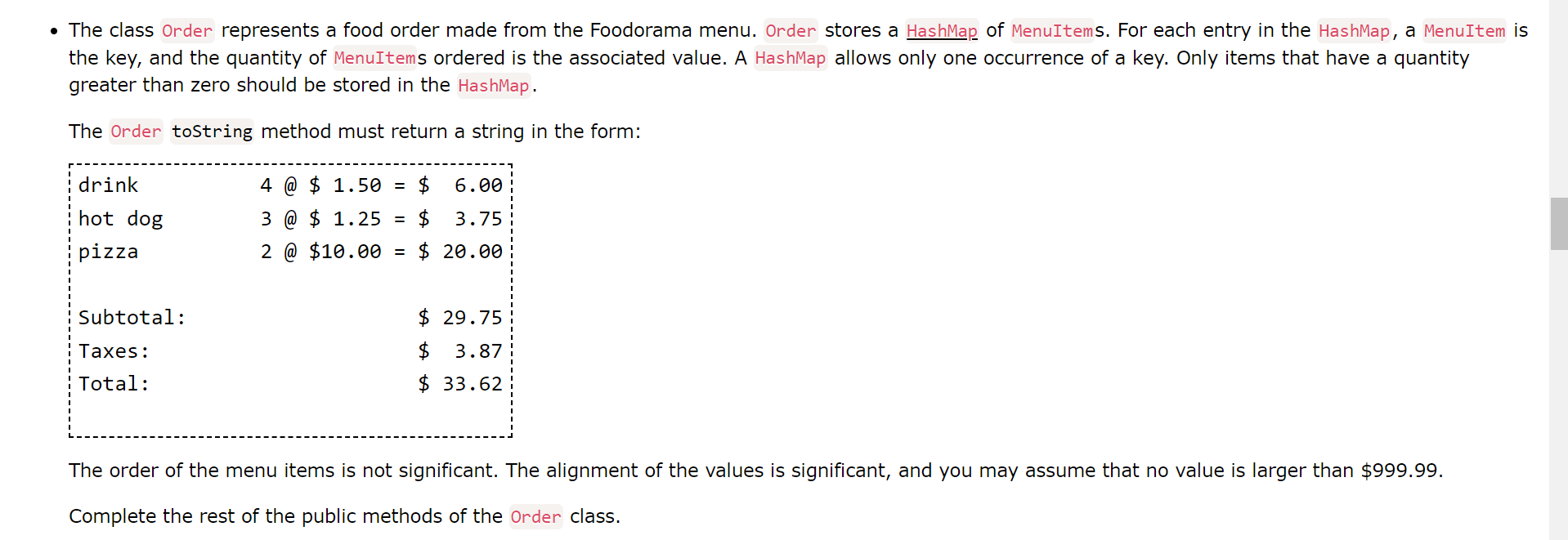 Solved Complete a text-based interface for ordering from | Chegg.com
