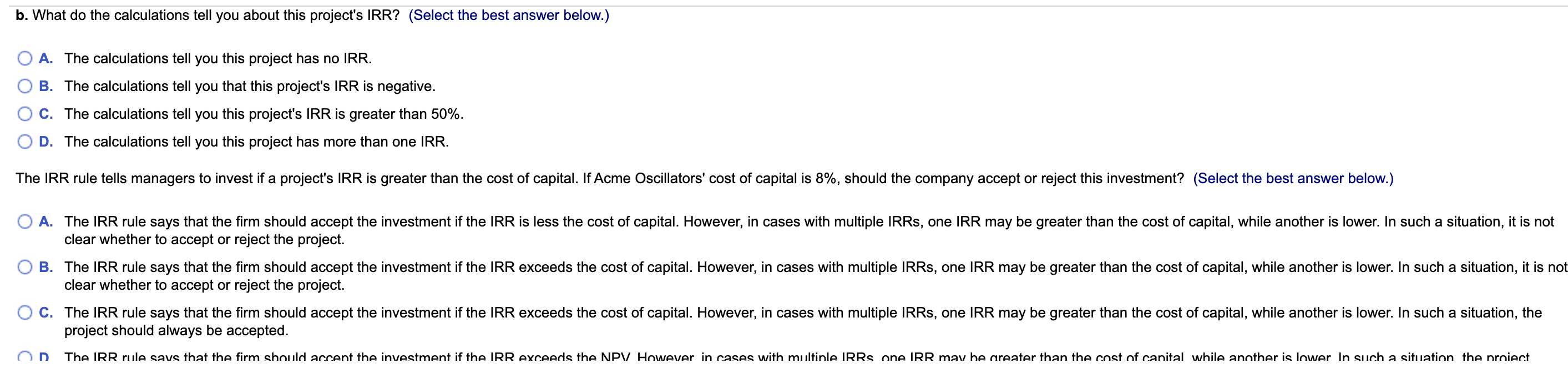 Solved ܘ ܝ ܢ ܚ ܝܐ 0 1. 2 Problems with the IRR method Acme | Chegg.com