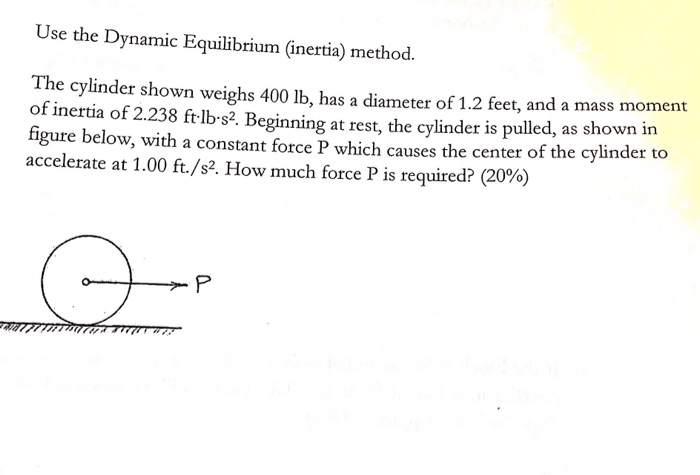Solved Use the Dynamic Equilibrium (inertia) method. The | Chegg.com