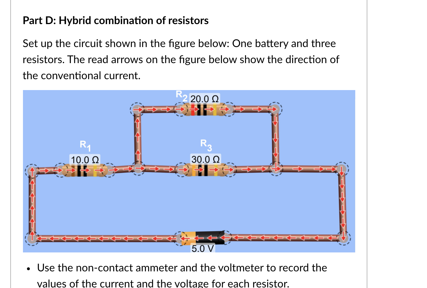Solved Part D: Hybrid combination of resistors Set up the | Chegg.com