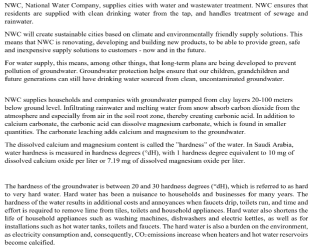 Solved NWC, National Water Company, supplies cities with | Chegg.com