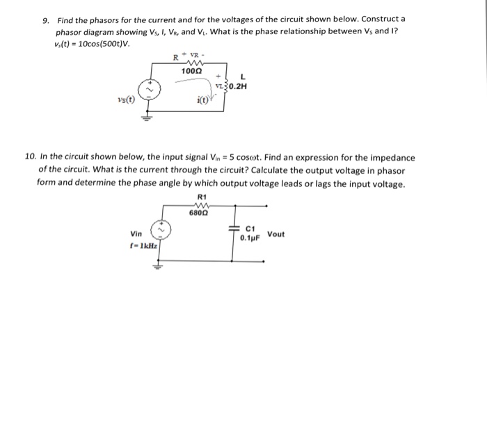 Solved Find the phasors for the current and for the voltages | Chegg.com
